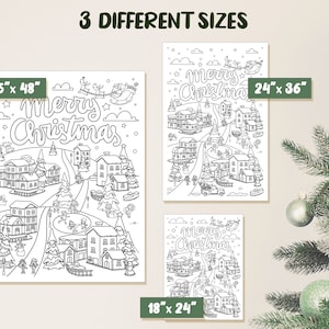 Printable Christmas Coloring Poster for Kids: 3 Sizes Included With 5 ...