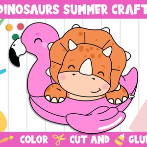 Dinosaurs Summer Craft Activity for Kids : Color, Cut, and Glue for ...
