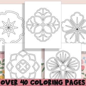Flower Mandalas Coloring Book, 40 Printable Simple Spring Flower ...