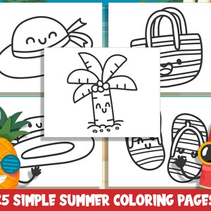 25 Cute Simple Summer Coloring Pages, Large Size, Thick Border, Perfect ...