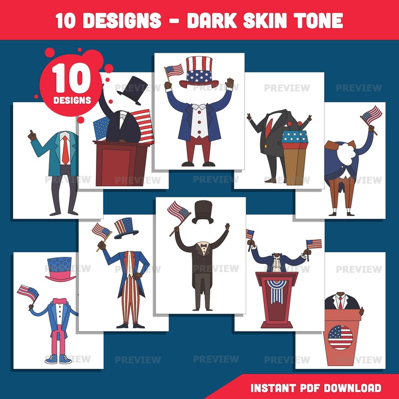 Presidents Day Add-your-own-face Crafts, Body Templates That Let Kids ...