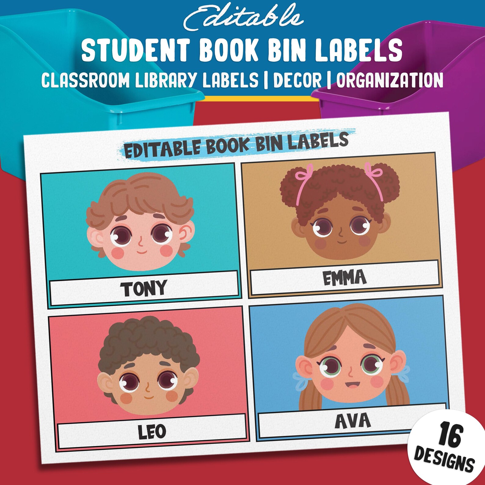 Editable Book Bin Numbers & Labels: 16 Customizable Designs for Perfect ...