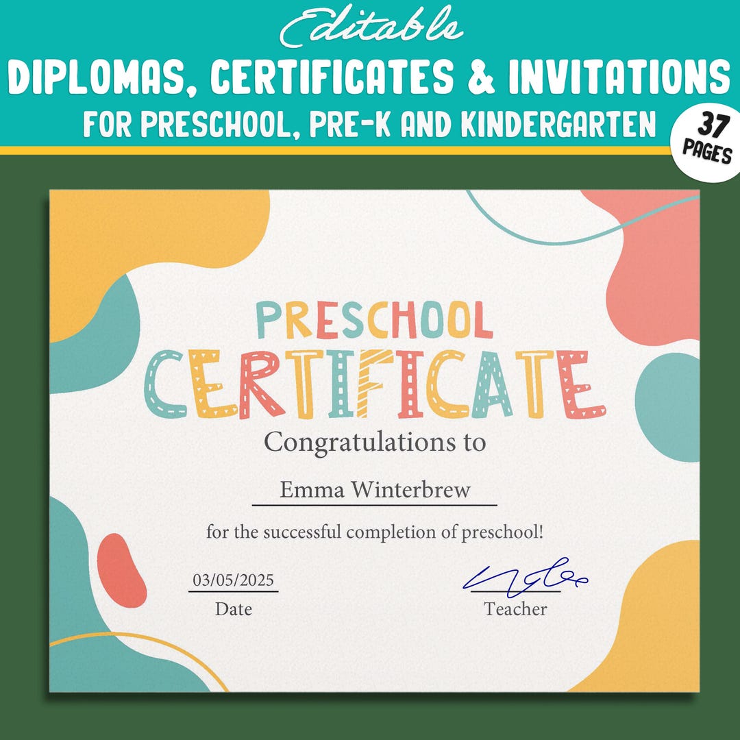 37 Pages of Abstract-themed Diplomas, Certificates, and Invitations for ...