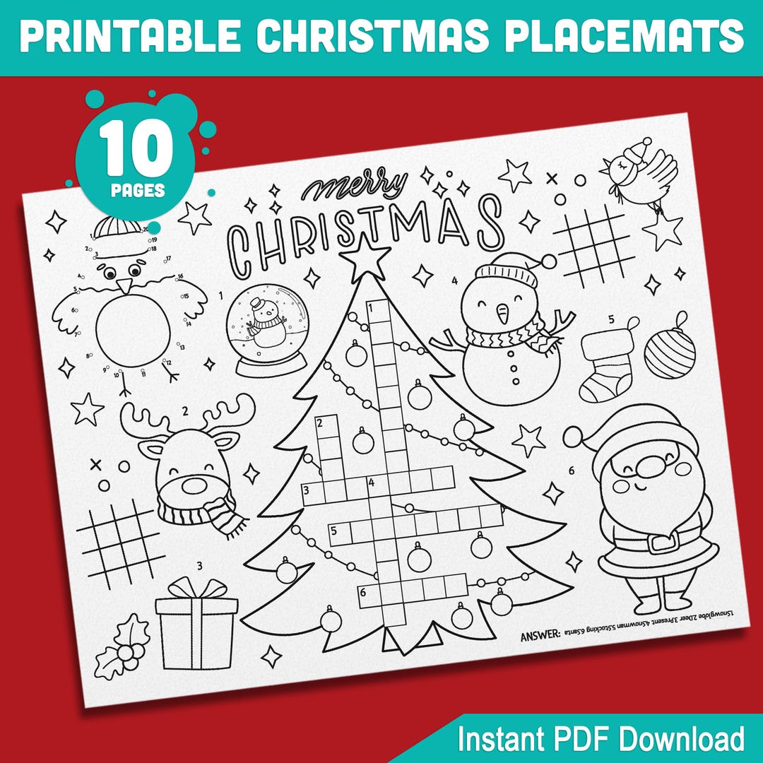 Printable Christmas Placemats: 10 Fun and Educational Pages for Kids ...