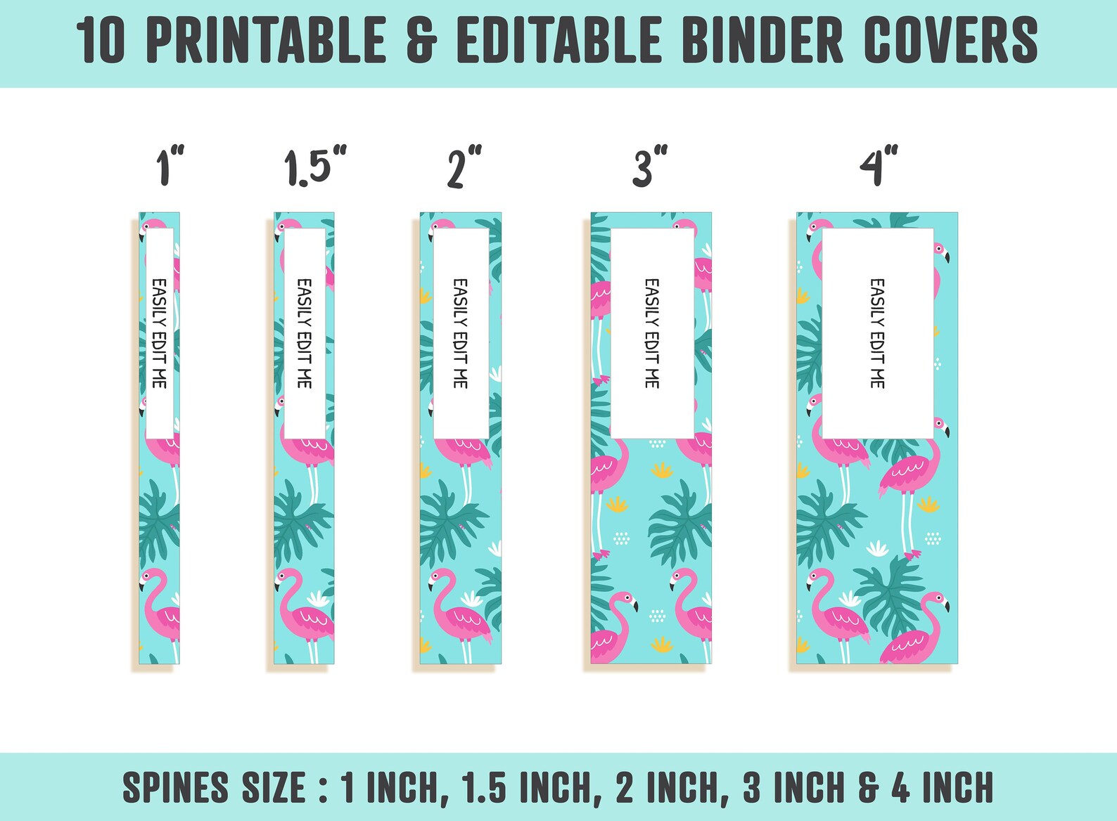 Binder Cover Flamingo 10 Printable & Editable Binder - Etsy