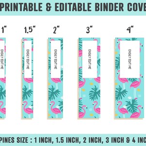 Binder Cover Flamingo, 10 Printable & Editable Binder Covers+spines ...