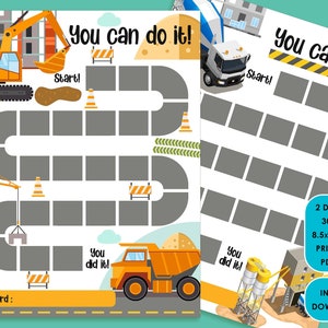 Printable Building Work Reward Chart for Kids: Fun Construction Theme ...