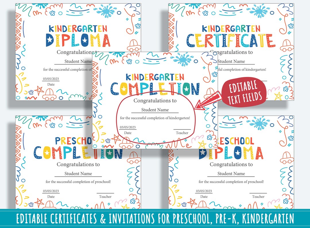 Certificate Template, Editable End of Year Diplomas, Certificates, and ...