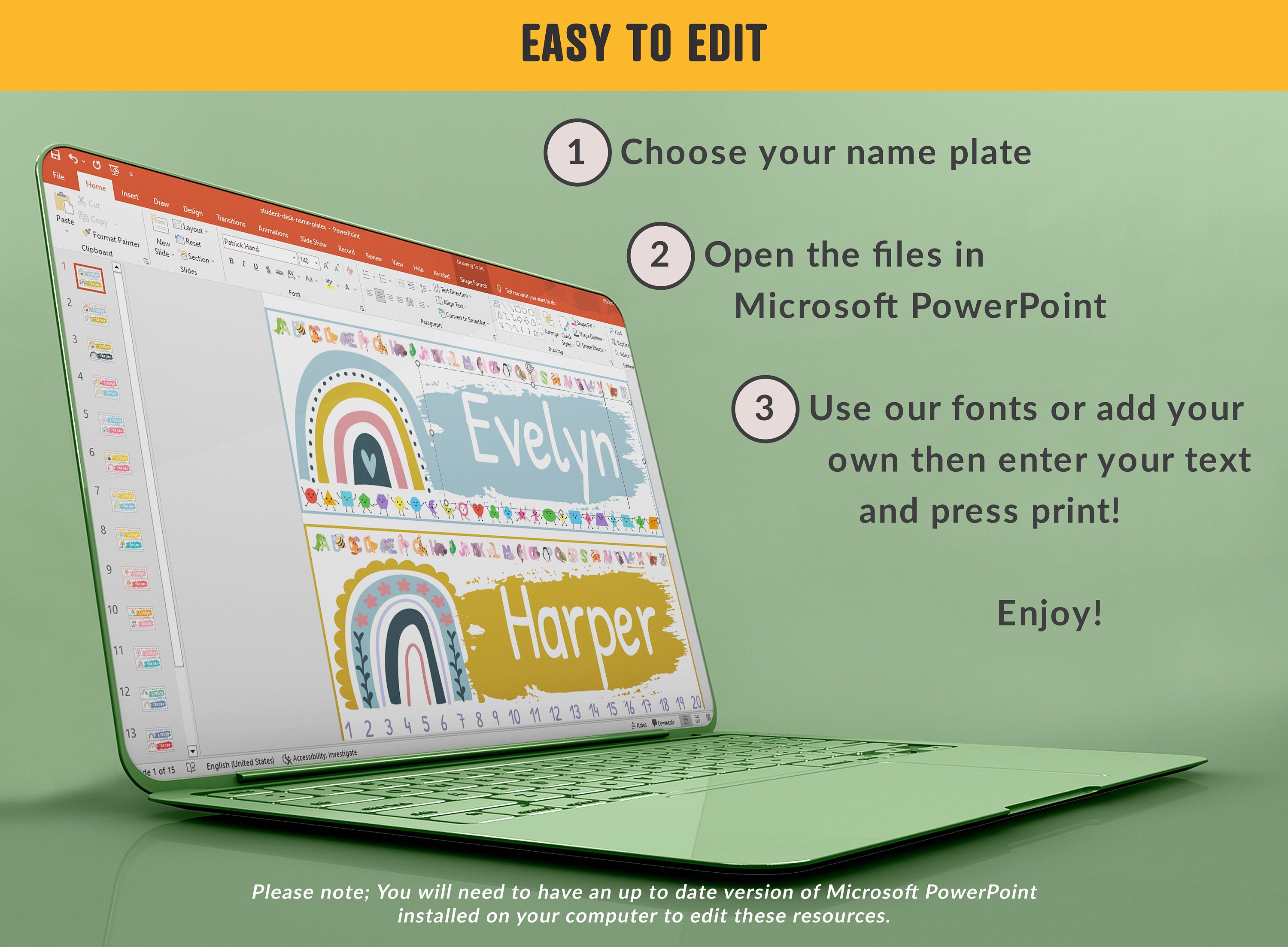 Student Desk Name Plates, 30 Printable/editable Rainbow Classroom Name ...