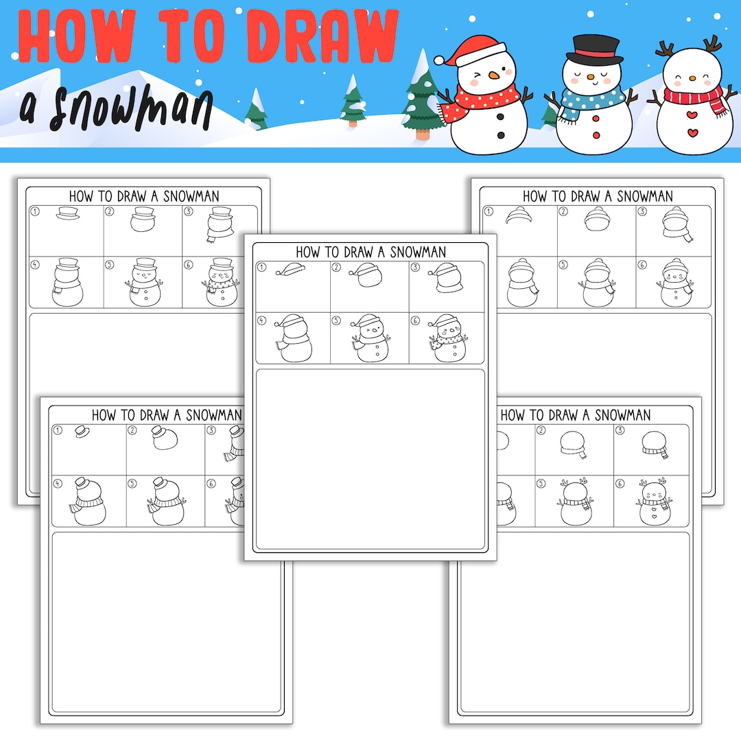 How to Draw a Snowman, Directed Drawing Step by Step Tutorial, Includes ...