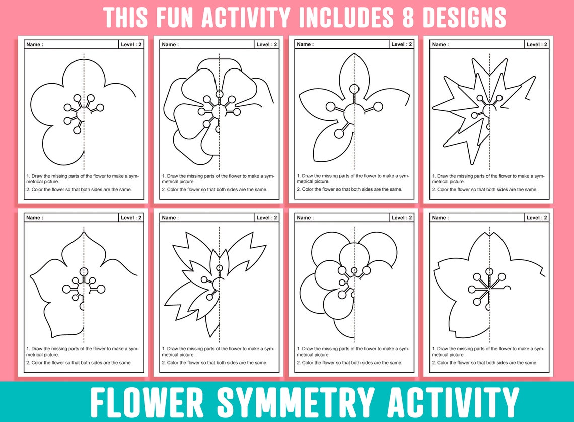 Flower Symmetry Worksheet, Sakura Flower Theme Lines of Symmetry ...