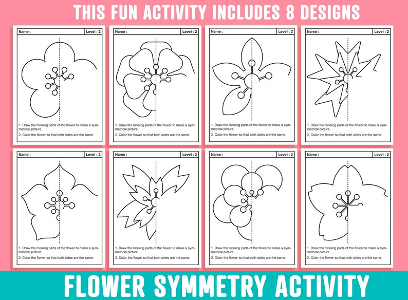 Flower Symmetry Worksheet, Sakura Flower Theme Lines of Symmetry ...