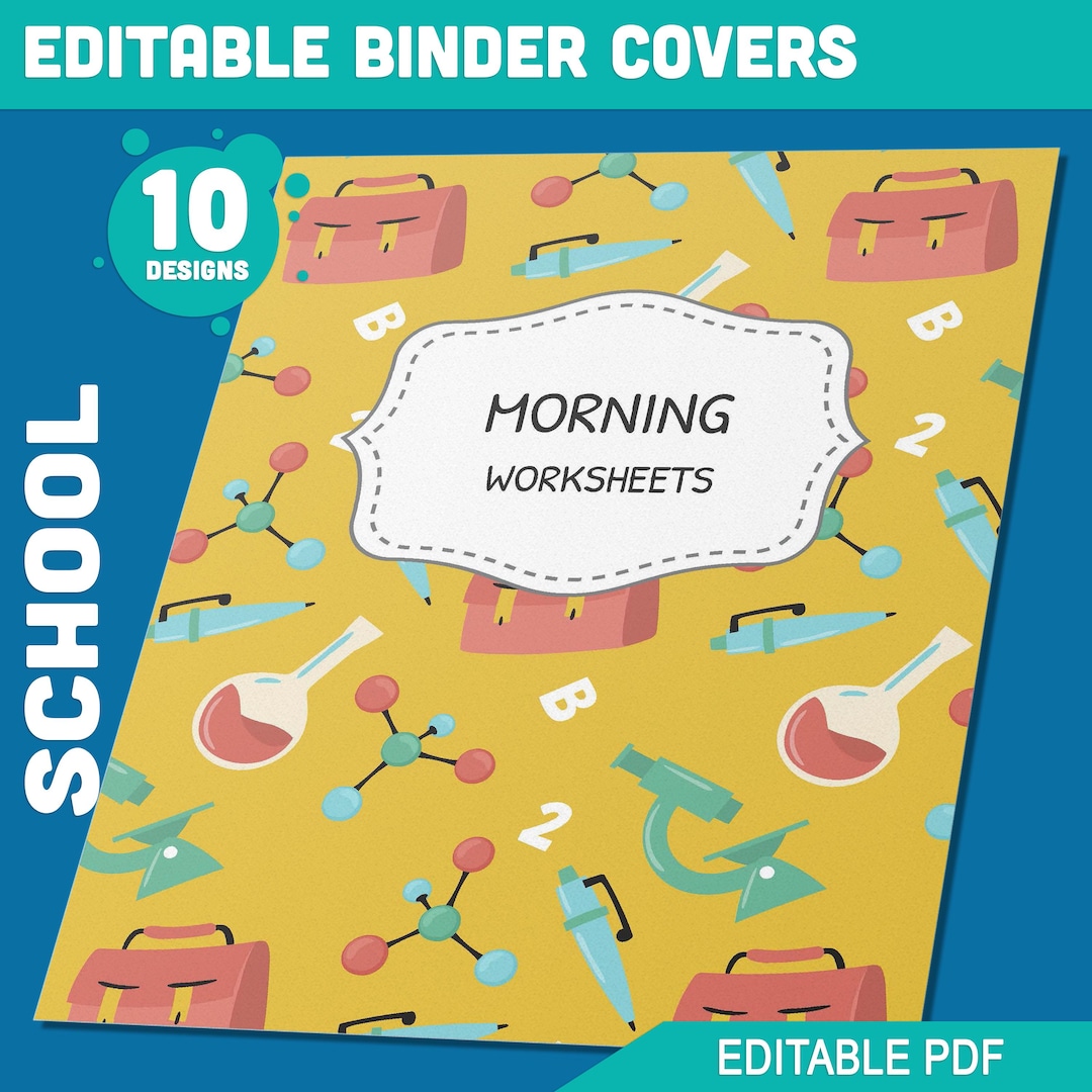 Back to School Pattern Binder Cover, 10 Printable/editable Binder ...