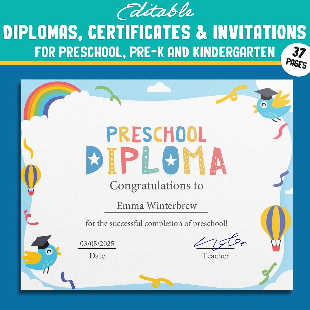 Editable Little Graduates: Preschool and Kindergarten Diplomas ...