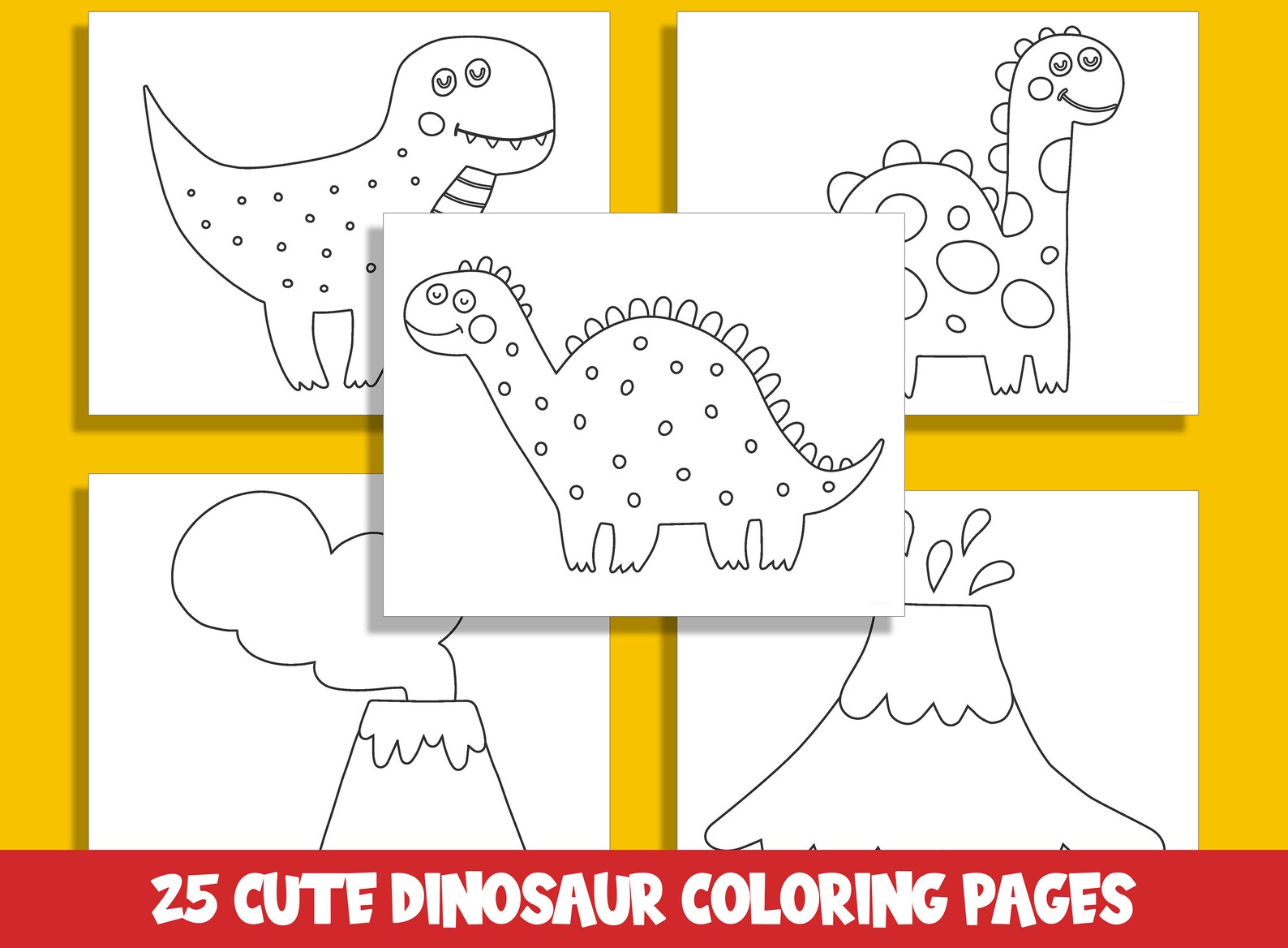 Dinosaur Coloring Pages: 25 Adorable Designs With Coloring Book for ...