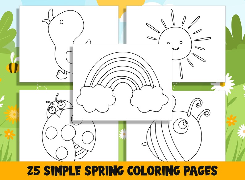 Simple Spring Coloring Pages: 25 Fun Designs for Preschool ...