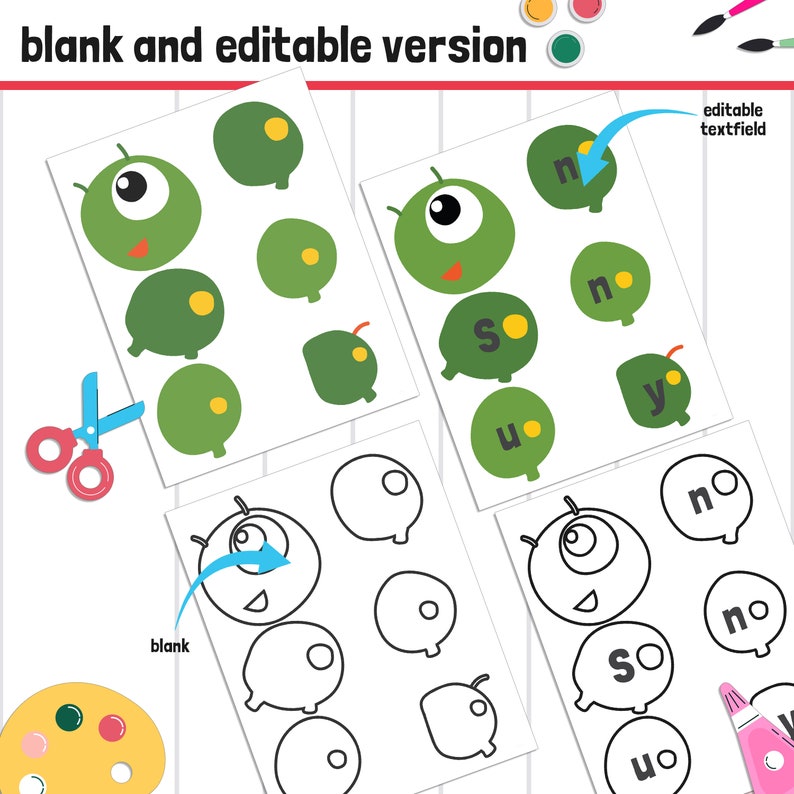 Caterpillar Name Craft Activity: Back to School Bulletin Board, 20 ...