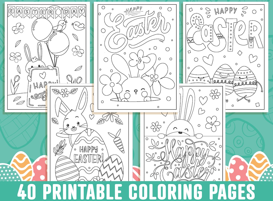 Easter Coloring Pages 40 Printable Easter Coloring Pages for | Etsy