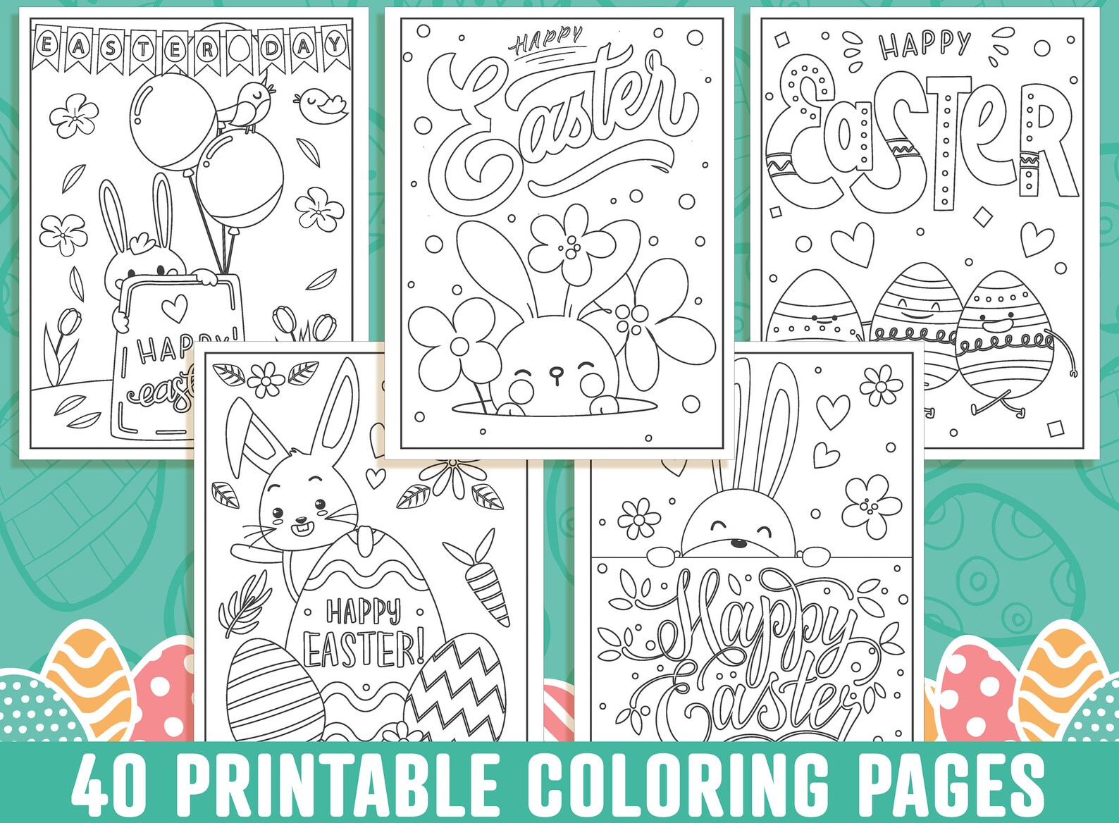 Easter Coloring Pages 40 Printable Easter Coloring Pages for | Etsy