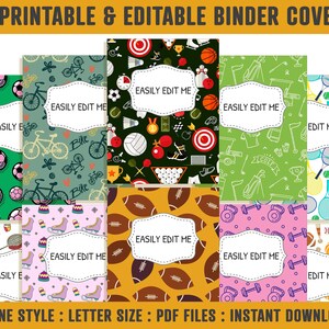 Sports Binder Cover, 10 Printable & Editable Covers+spines, Binder ...