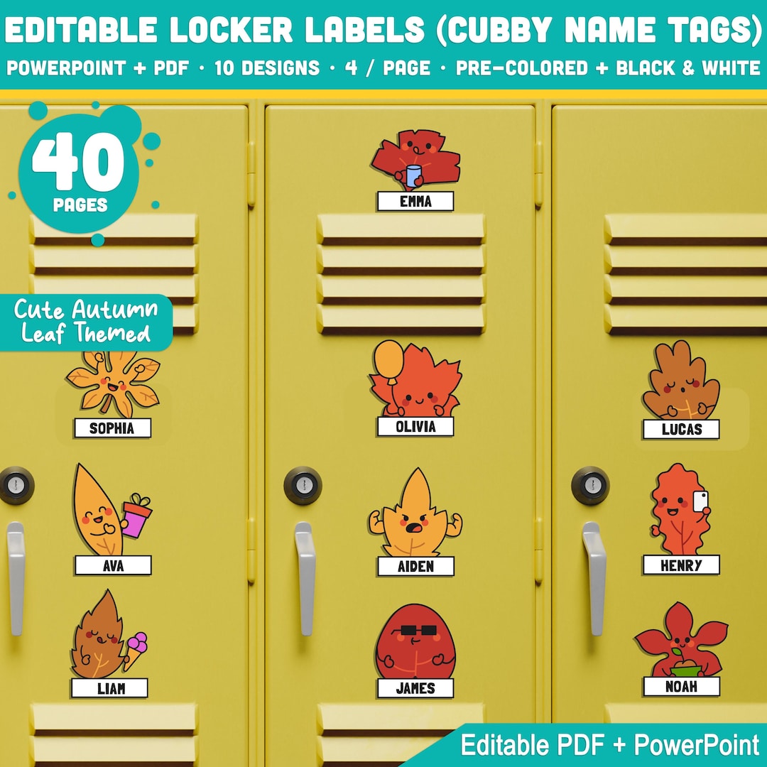 Editable Locker Labels (cubby Name Tags), Cute Autumn Leaf Themed, Pre ...