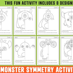 Monster Symmetry Worksheet, Monsters Lines of Symmetry Activity, 24 ...