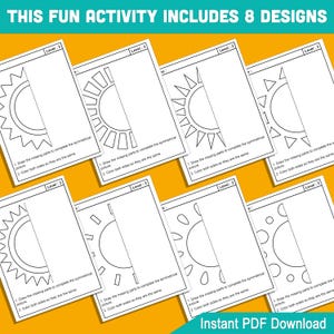 Sun Symmetry Activity: 24 Pages of Lines of Symmetry Worksheets With 8 ...