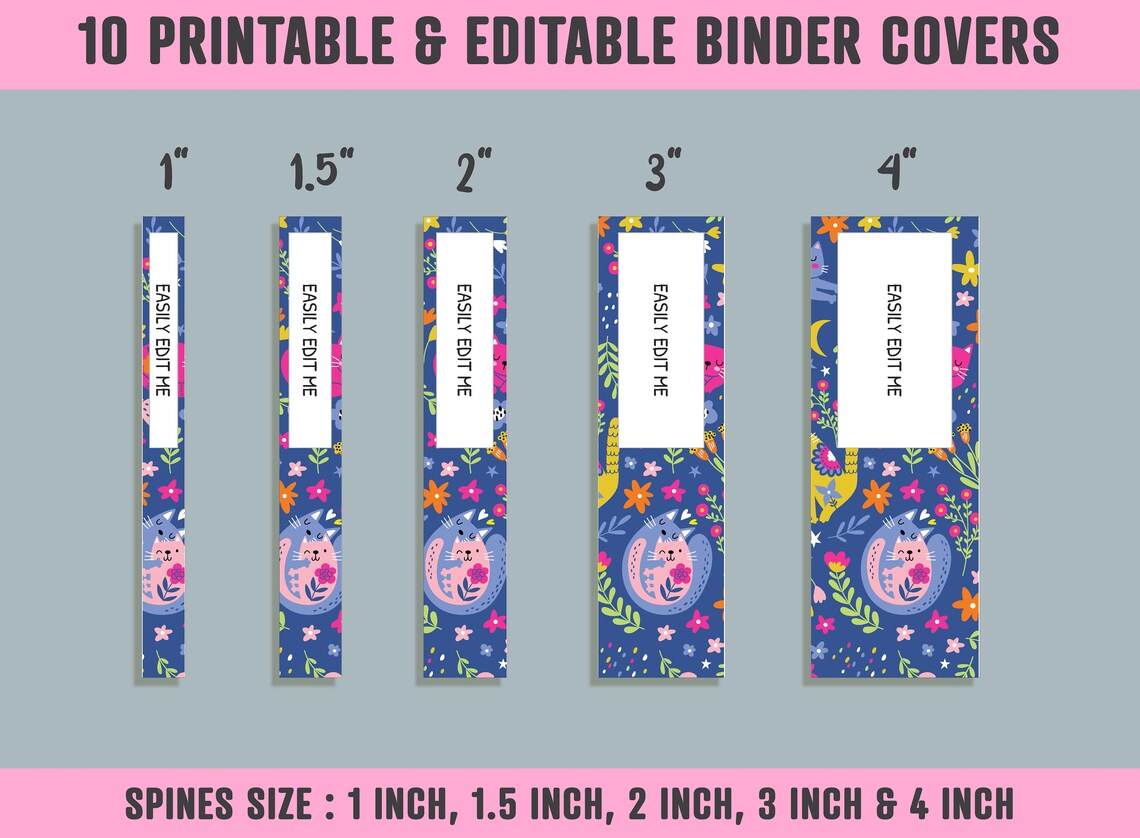 Cute Funny Animals Binder Cover, 10 Printable & Editable Binder Covers ...