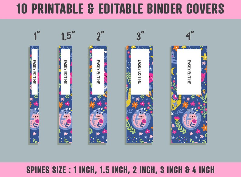 Cute Funny Animals Binder Cover, 10 Printable & Editable Binder Covers ...