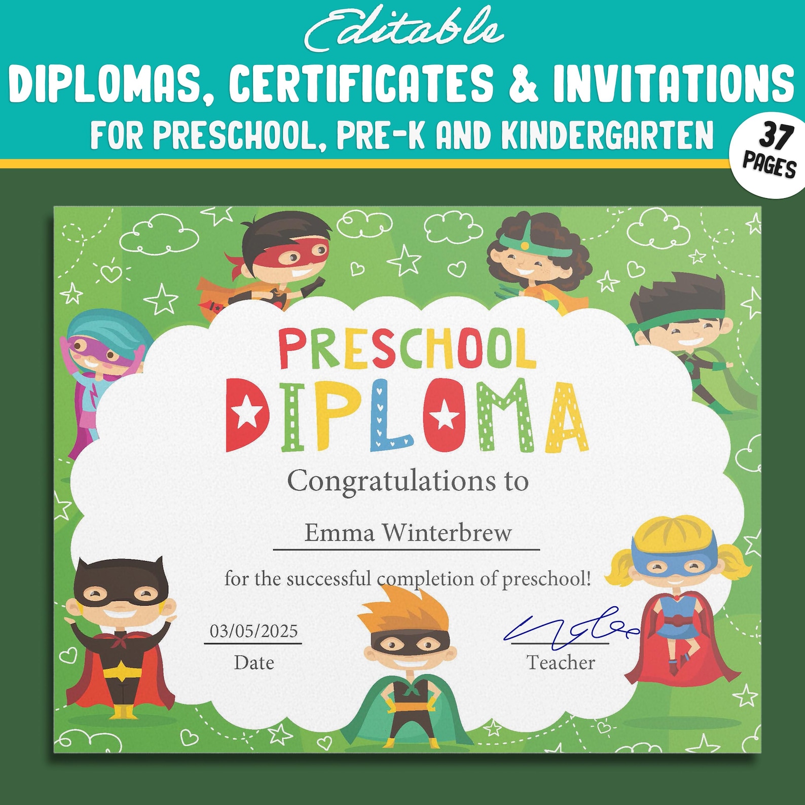 37 Pages of Superhero-themed Diplomas, Certificates, and Invitations ...