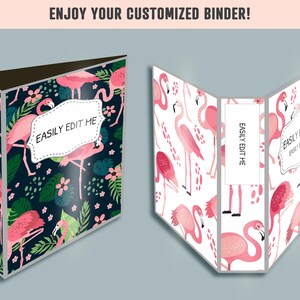 Flamingos in Different Poses Binder Cover, 10 Printable & Editable ...