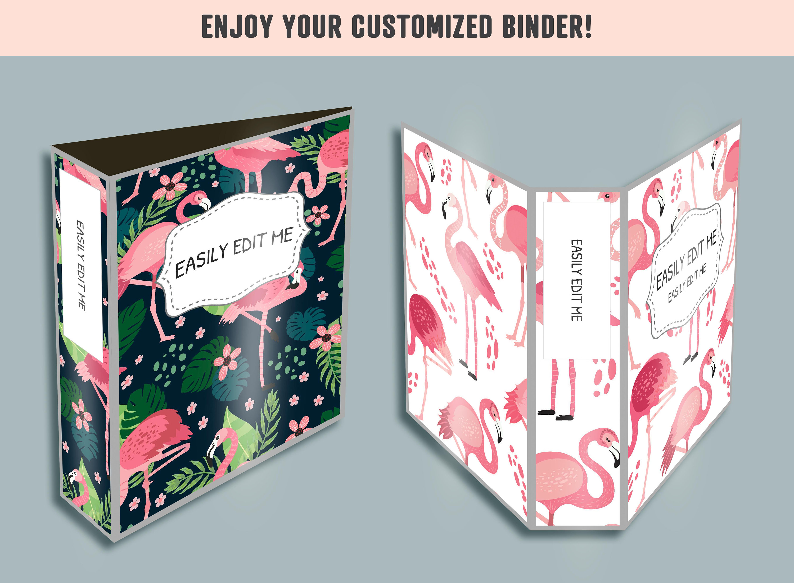 Flamingos in Different Poses Binder Cover 10 Printable & - Etsy