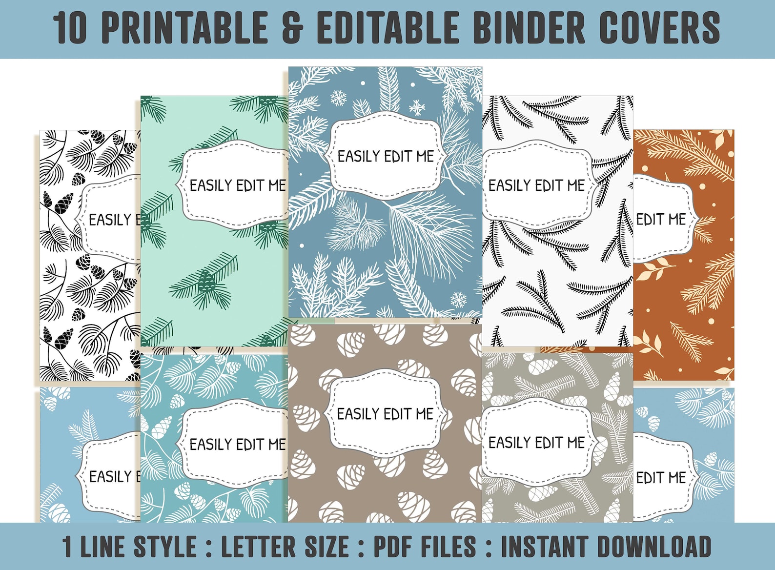 Binder Cover Printable Editable, 10 Coversspines, Binder Insert ...
