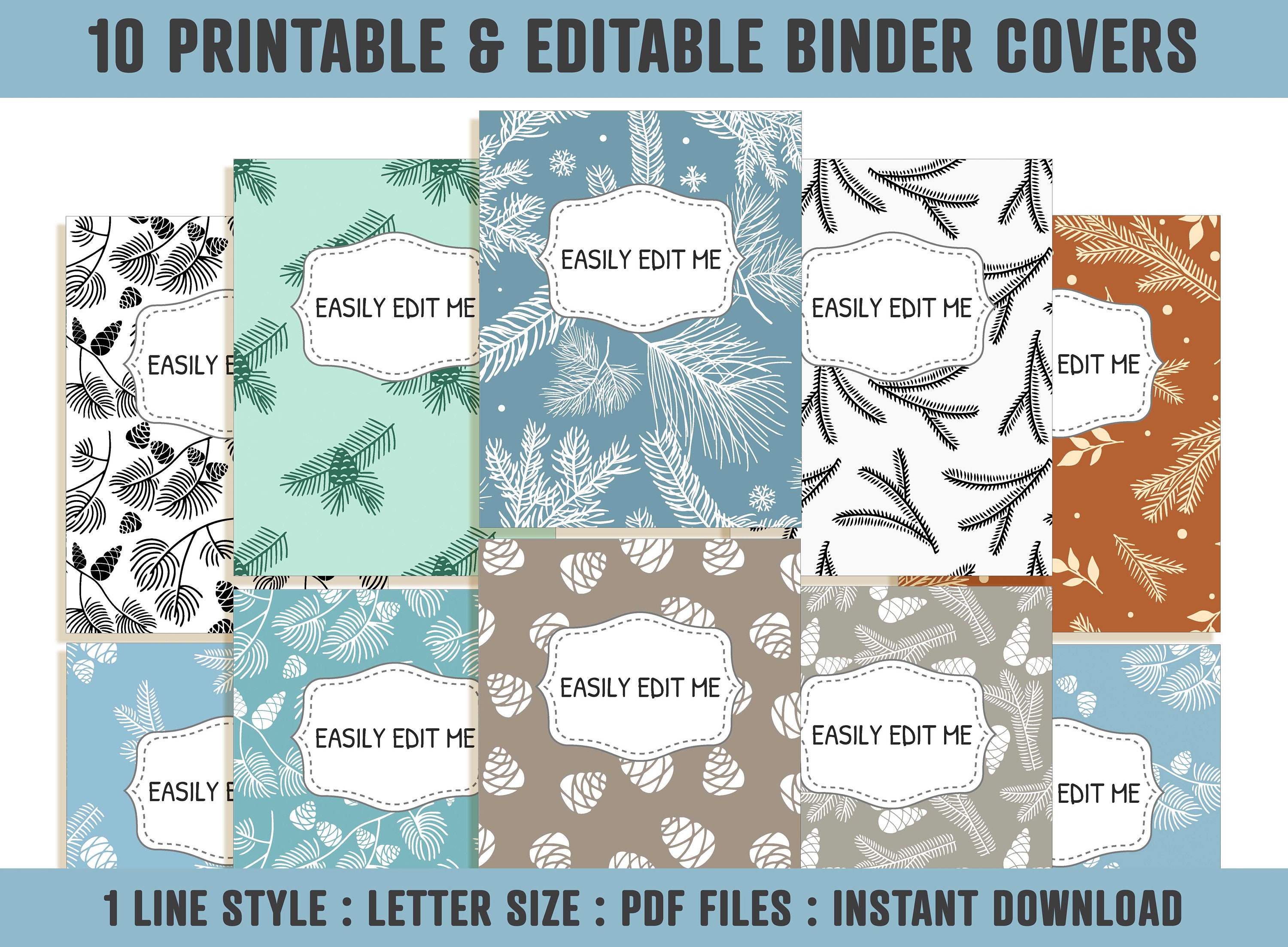 Binder Cover Printable Editable, 10 Coversspines, Binder Insert ...