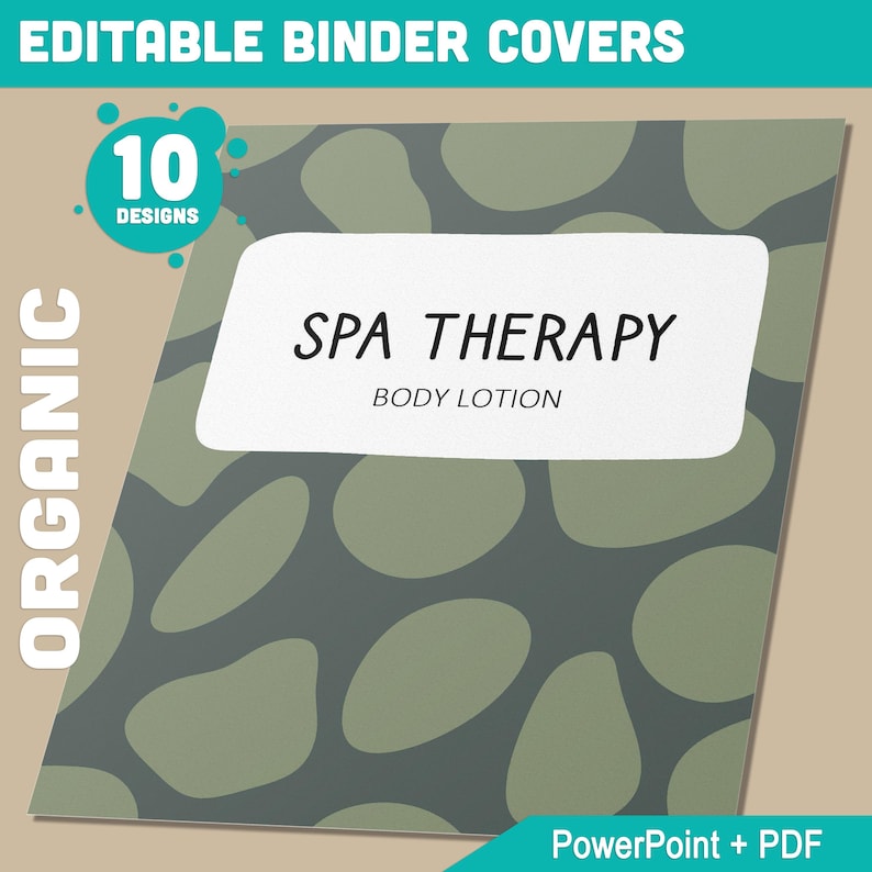 10 Editable Organic Theme Binder Covers, Includes 1", 1.5", 2" Spines ...
