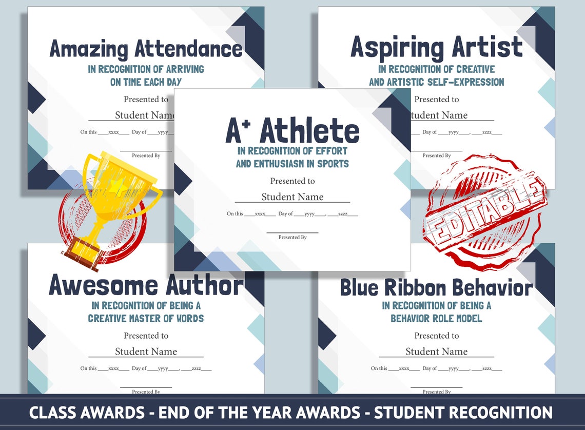 Editable Middle School Awards End of the Year Awards Student - Etsy