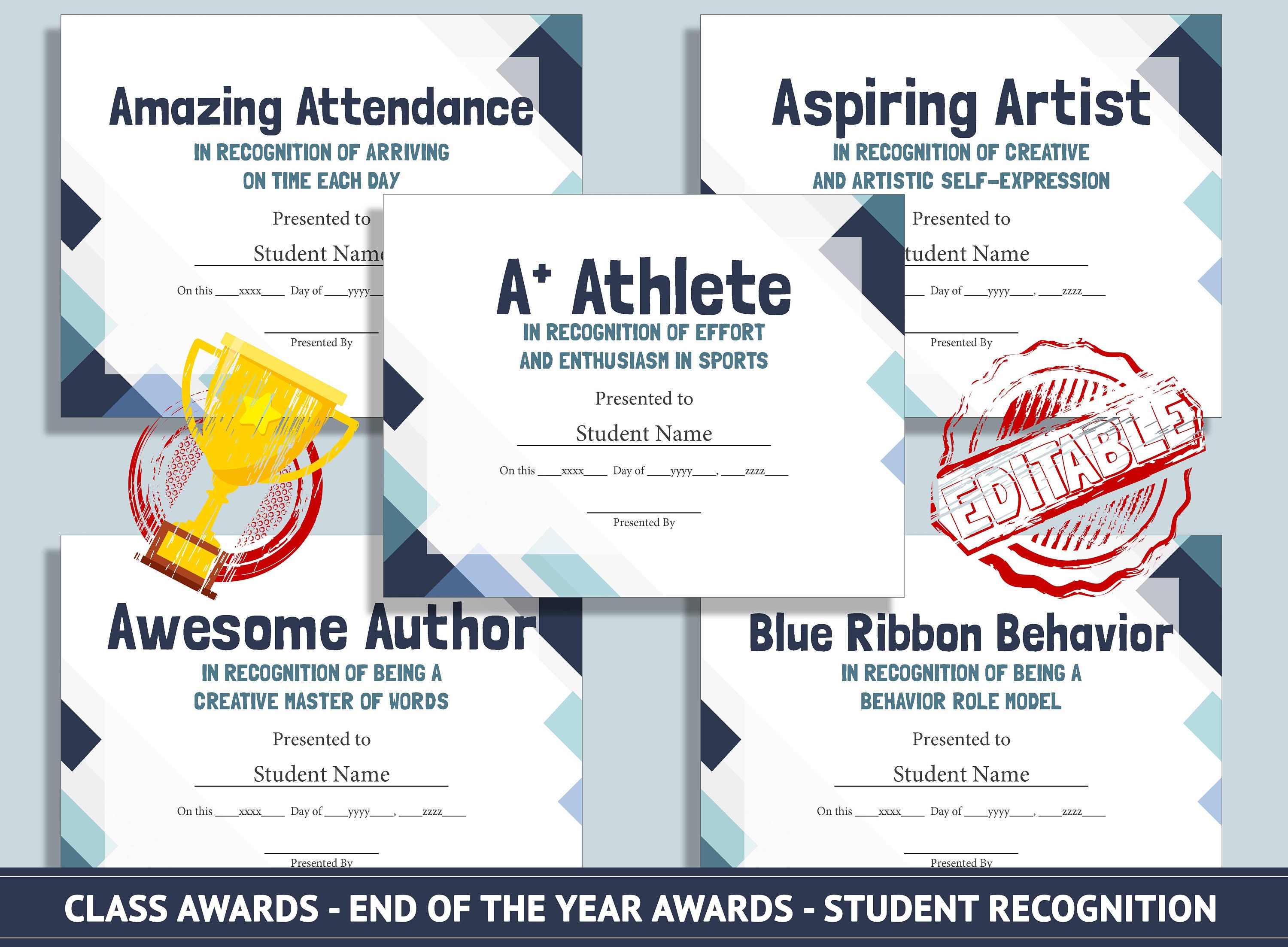 Editable Middle School Awards End of the Year Awards Student - Etsy