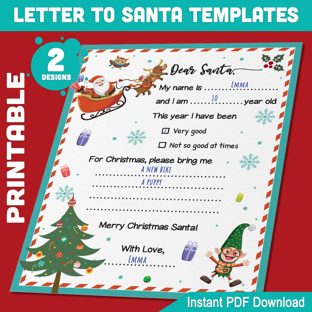 Write a Letter to Santa: 2 Fun Fill-in-the-blank Christmas Designs, 8 ...