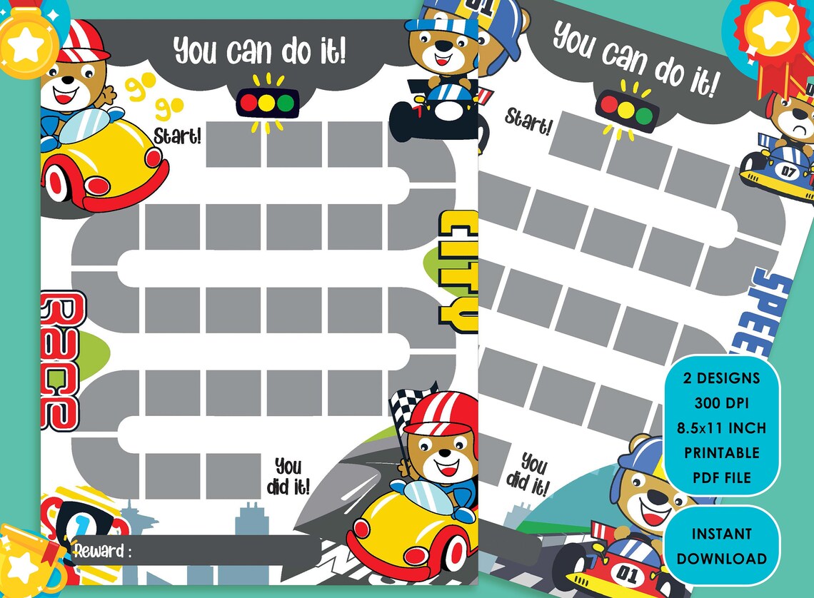 Printable Racing Car Reward Chart for Kids: Boost Positive Behavior ...