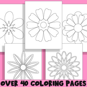 Simple Flower Coloring Pages for Kids: 40 Printable Pages – A High ...