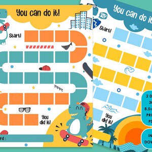 Printable Skateboard and Surfboard Reward Chart for Kids, Fun Behavior ...