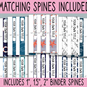 10 Editable Marine Binder Covers, Includes 1", 1.5", 2" Spines ...