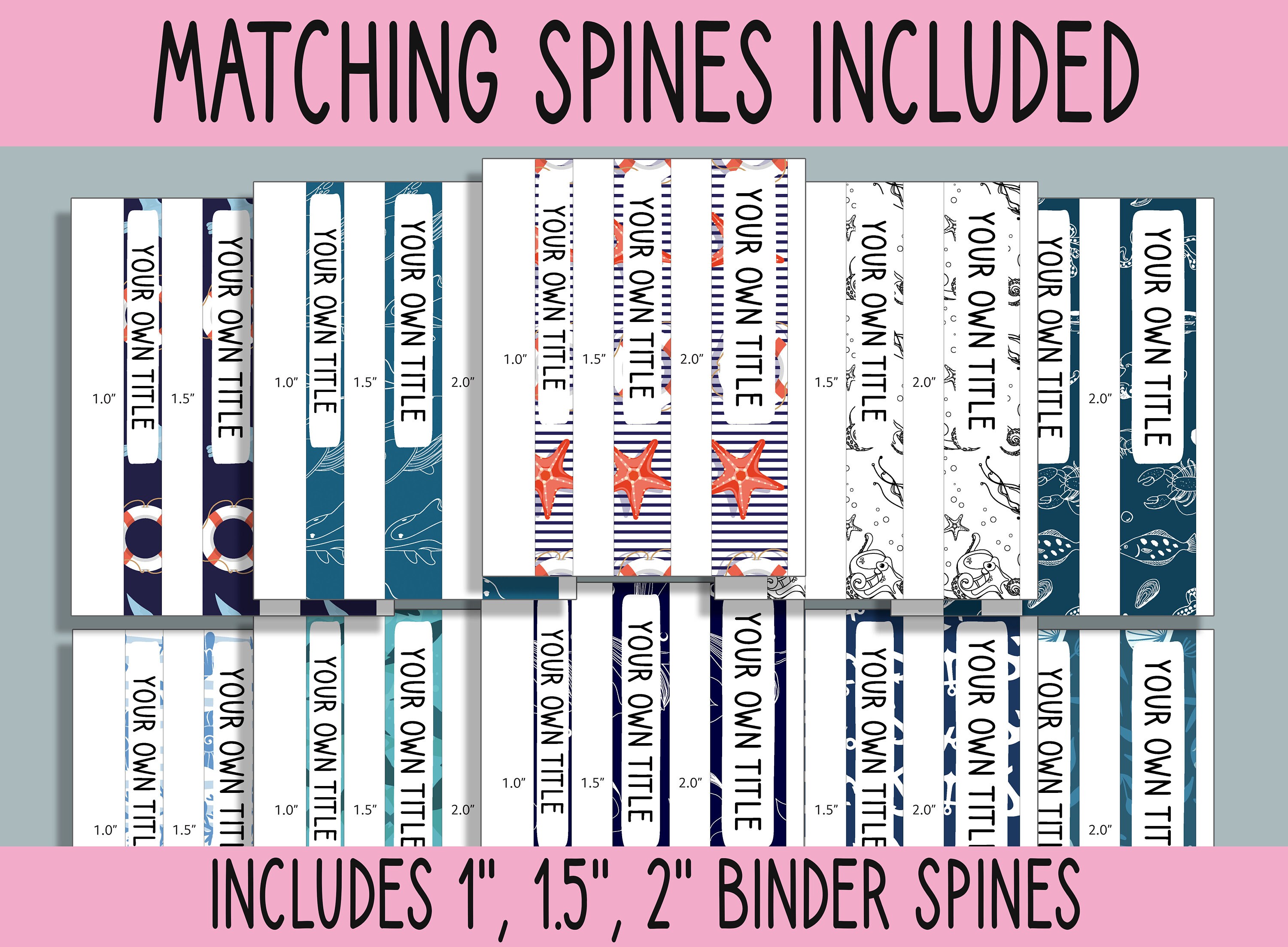 10 Editable Marine Binder Covers, Includes 1, 1.5, 2 Spines, Available ...