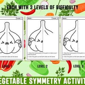 Vegetable Symmetry Worksheet, Vegetable Theme Lines of Symmetry ...