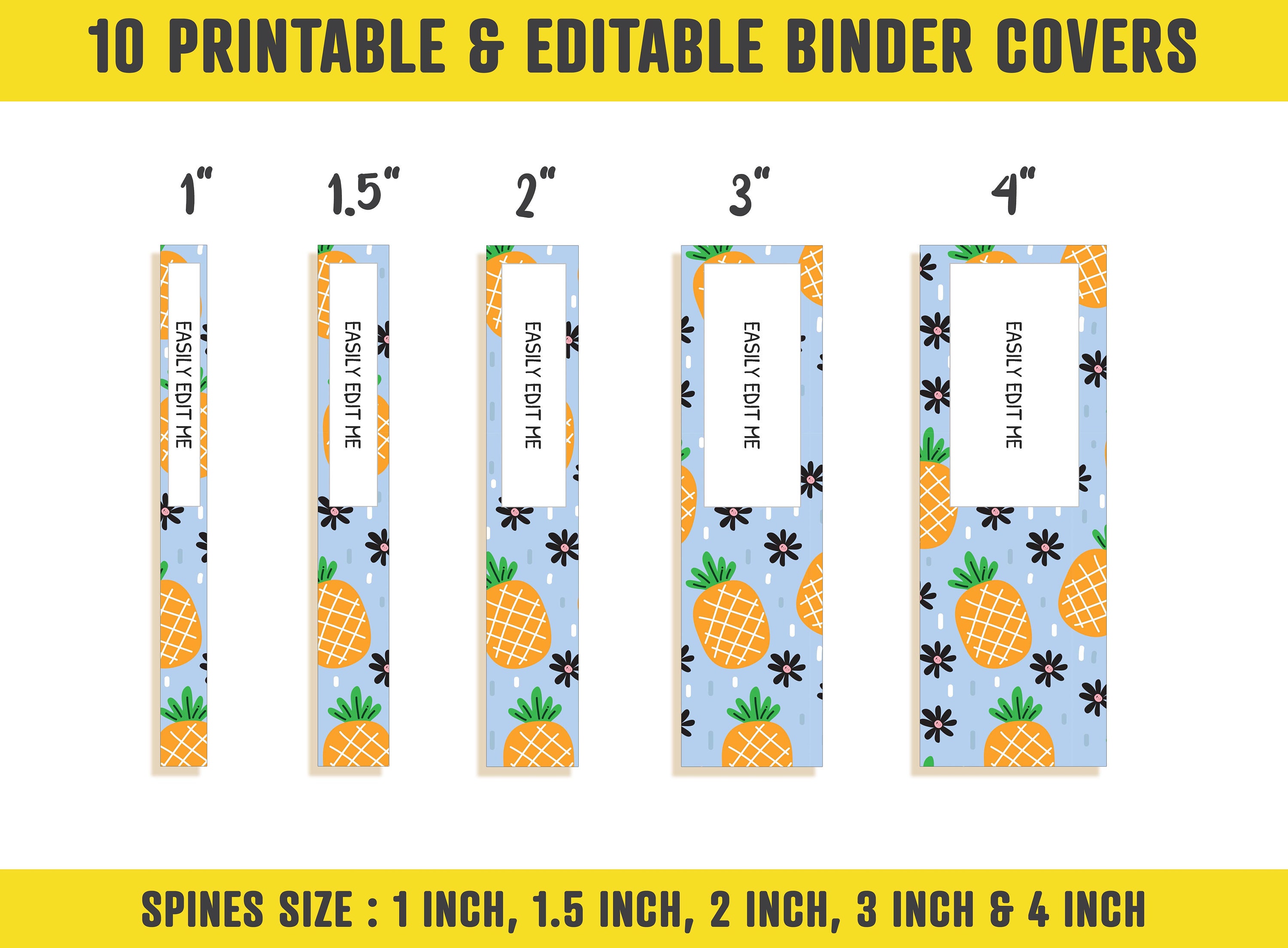 Summer Binder Cover, 10 Printable & Editable Coversspines, Binder ...