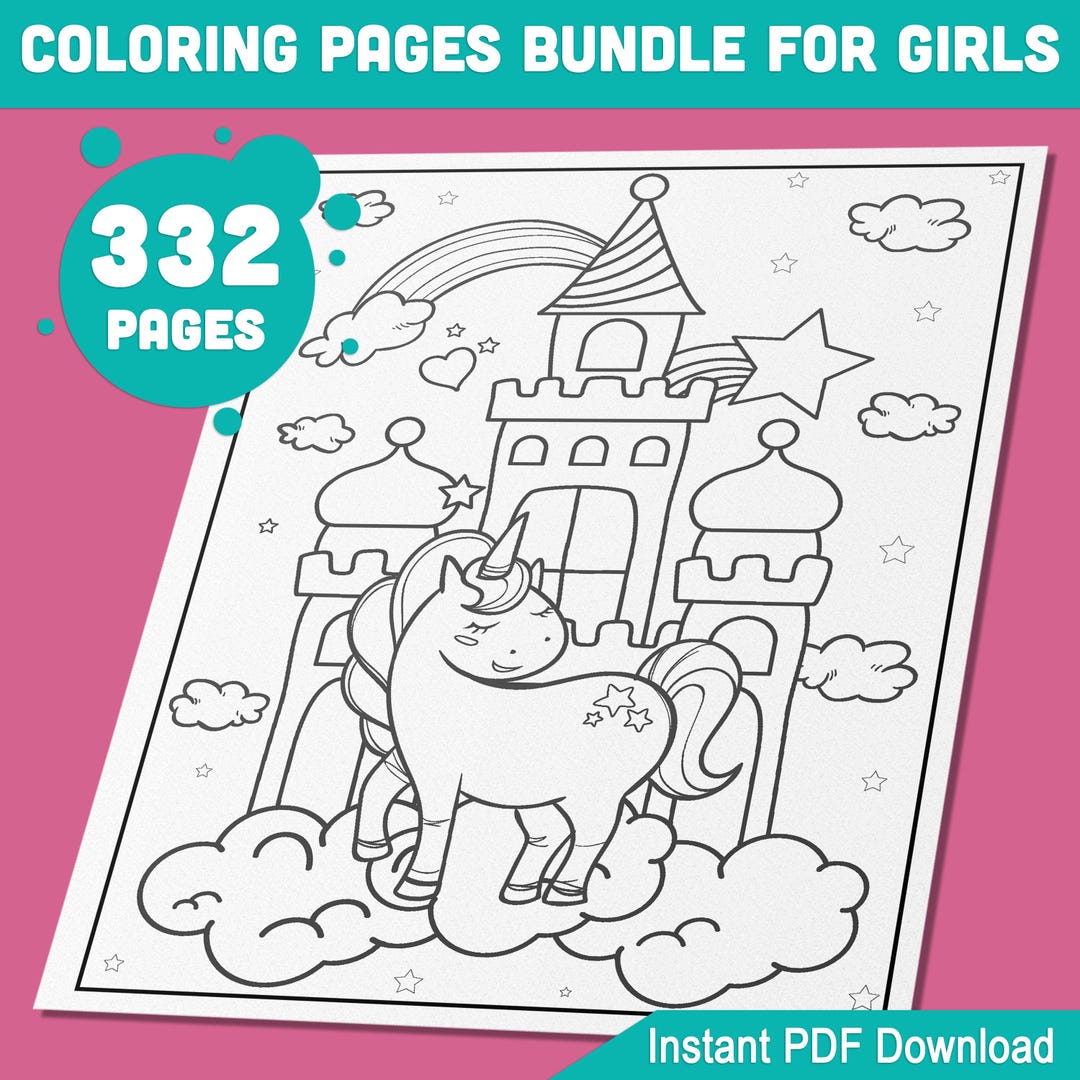 Magical Coloring Pages Bundle for Girls: 332 Printable Designs Across 9 ...