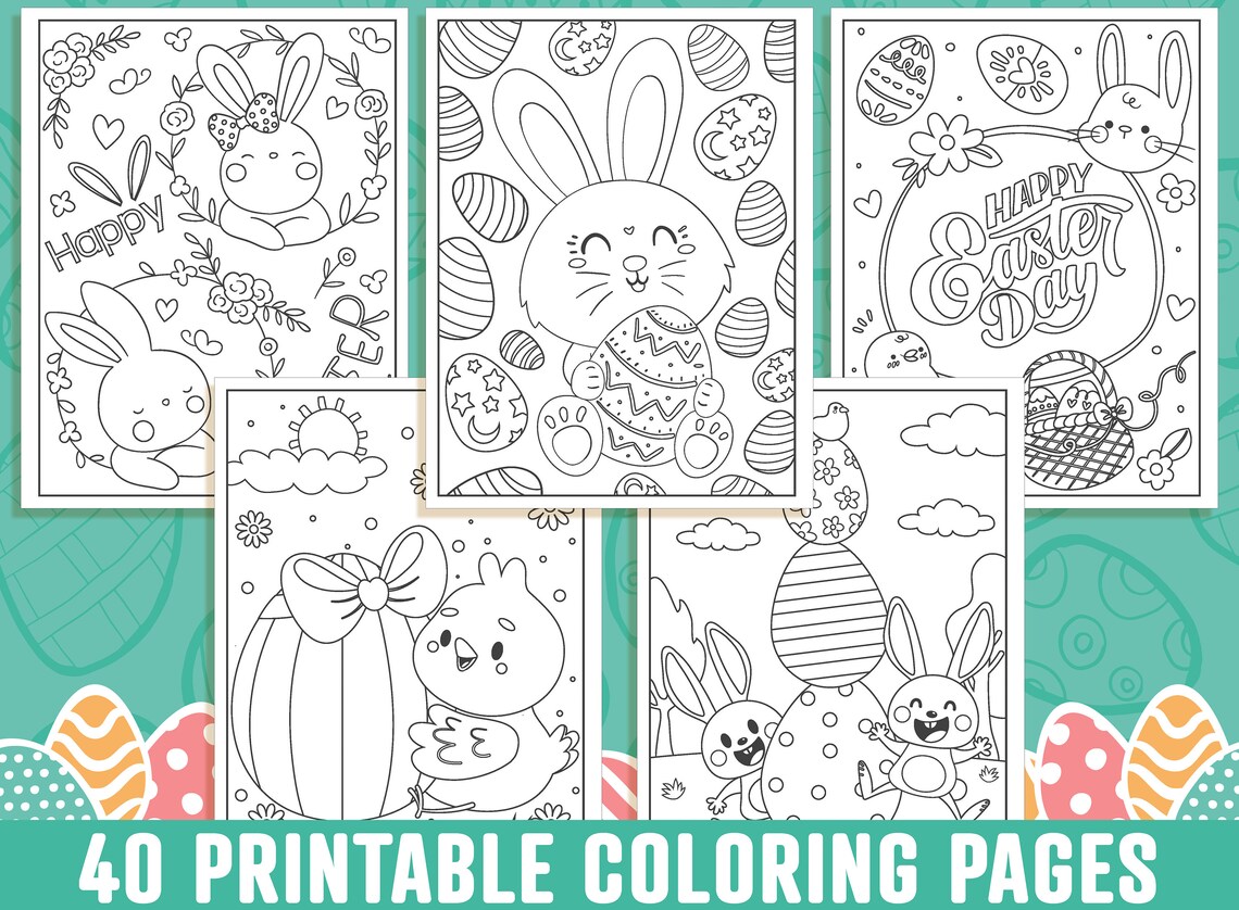 Easter Coloring Pages 40 Printable Easter Coloring Pages for | Etsy
