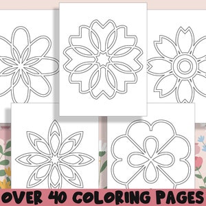 Flower Mandalas Coloring Book, 40 Printable Simple Spring Flower ...
