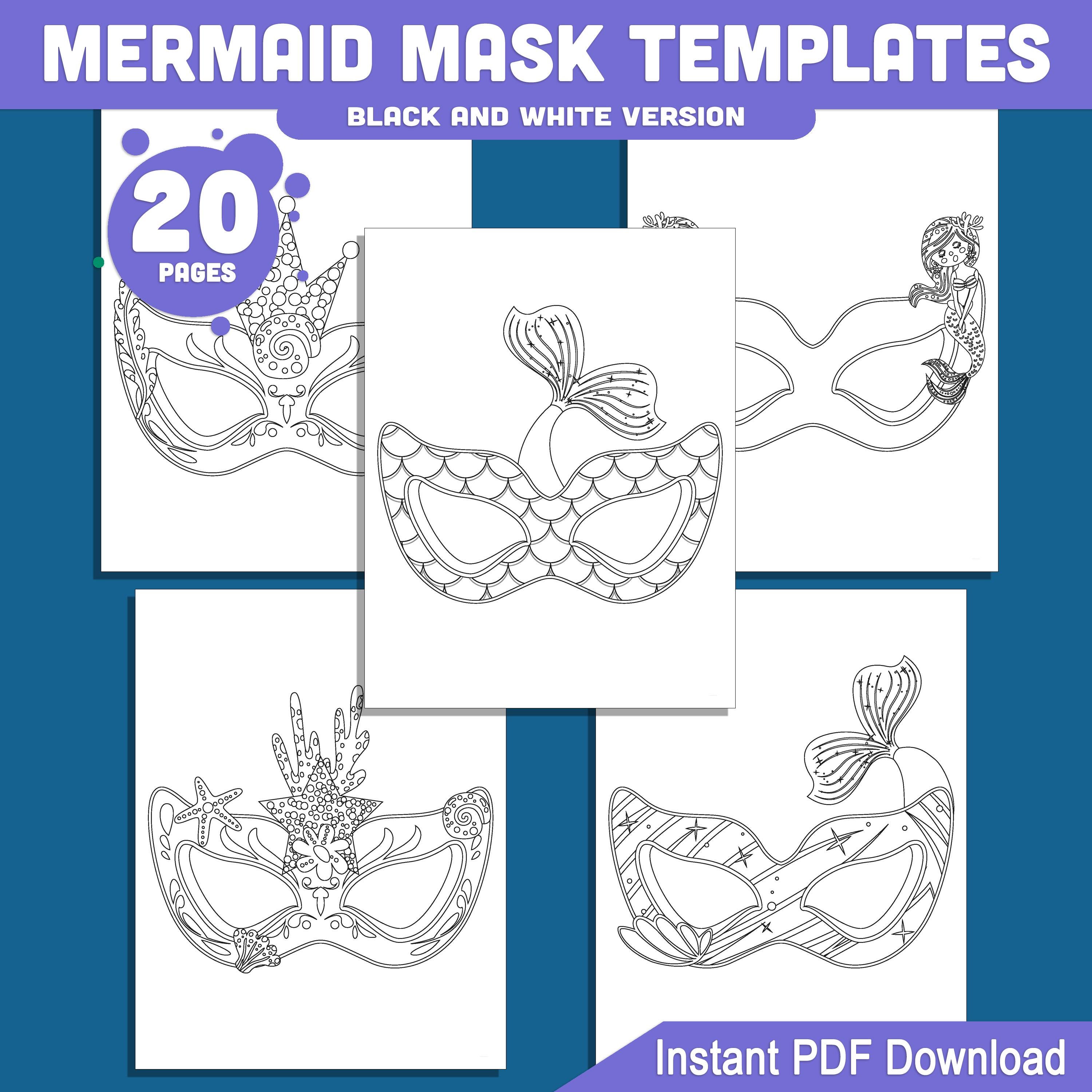 Printable Mermaid Mask Templates: 20 Fun DIY Face Masks for Kids, Pre ...