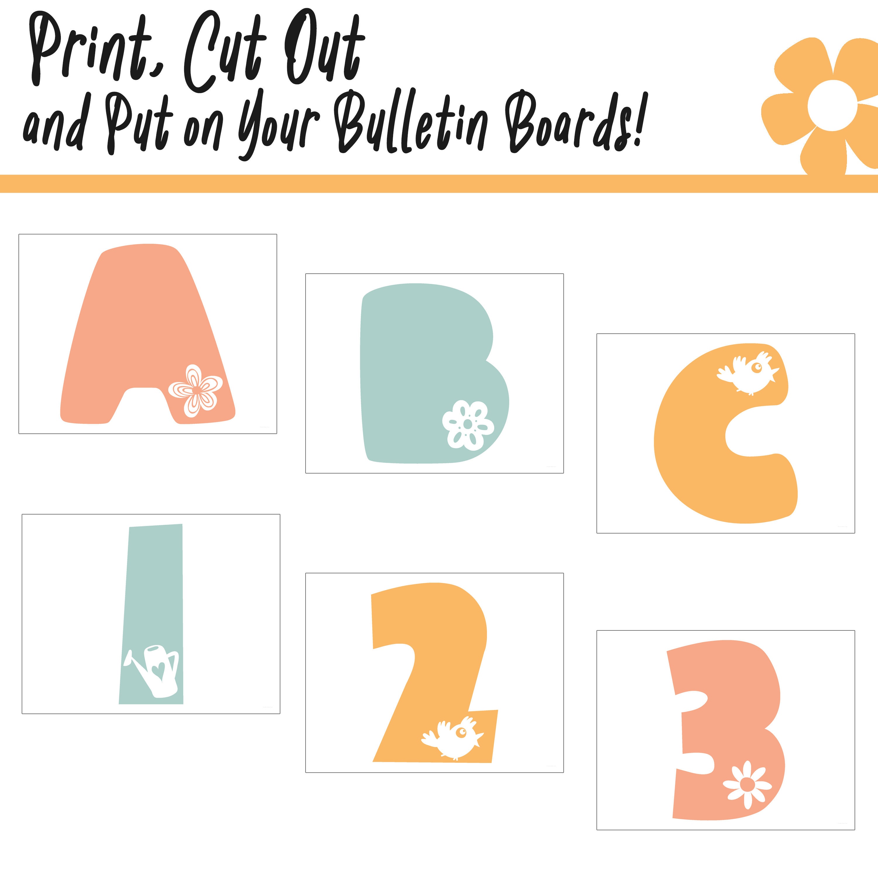 Boho Retro Bulletin Board Letters | Spring Letters | A - Z, Letters and ...